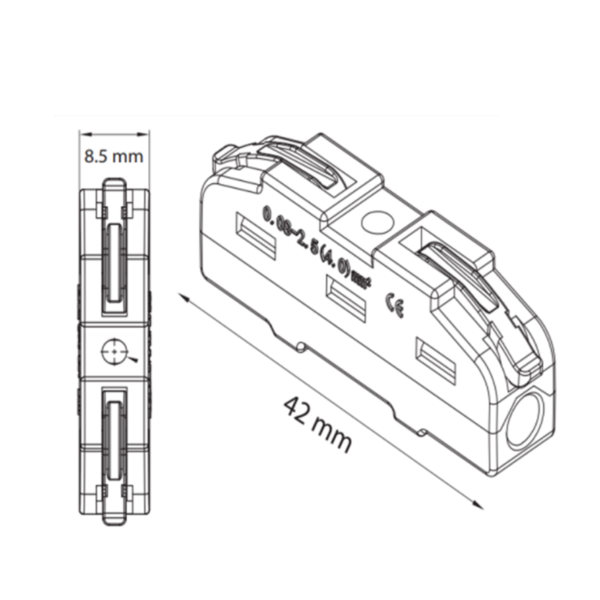 KONEKTOR 1P 1/1 BRZA KLEMA PROLAZNA DO 4mm2 do 32A TERMINAL-1 106-005-0001