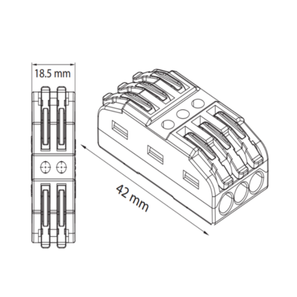 KONEKTOR 3P 3/3 BRZA KLEMA PROLAZNA do 4mm2 do 32A TERMINAL-3 106-005-0003
