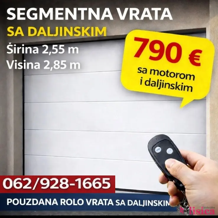 Rolo segmentna garažna vrata 2,55x2,85m - daljinsko upravljanje 790 eur