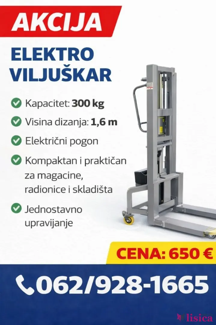 AKCIJA!!! ELEKTRO VILJUŠKAR 300kg - 1,6m | 650 evra