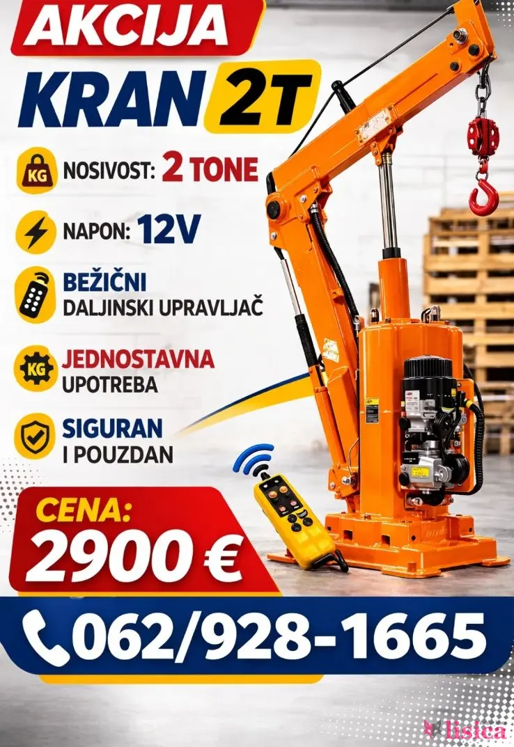 Kran 2T 12V - hidraulična dizalica za kamion/pikap + daljinski