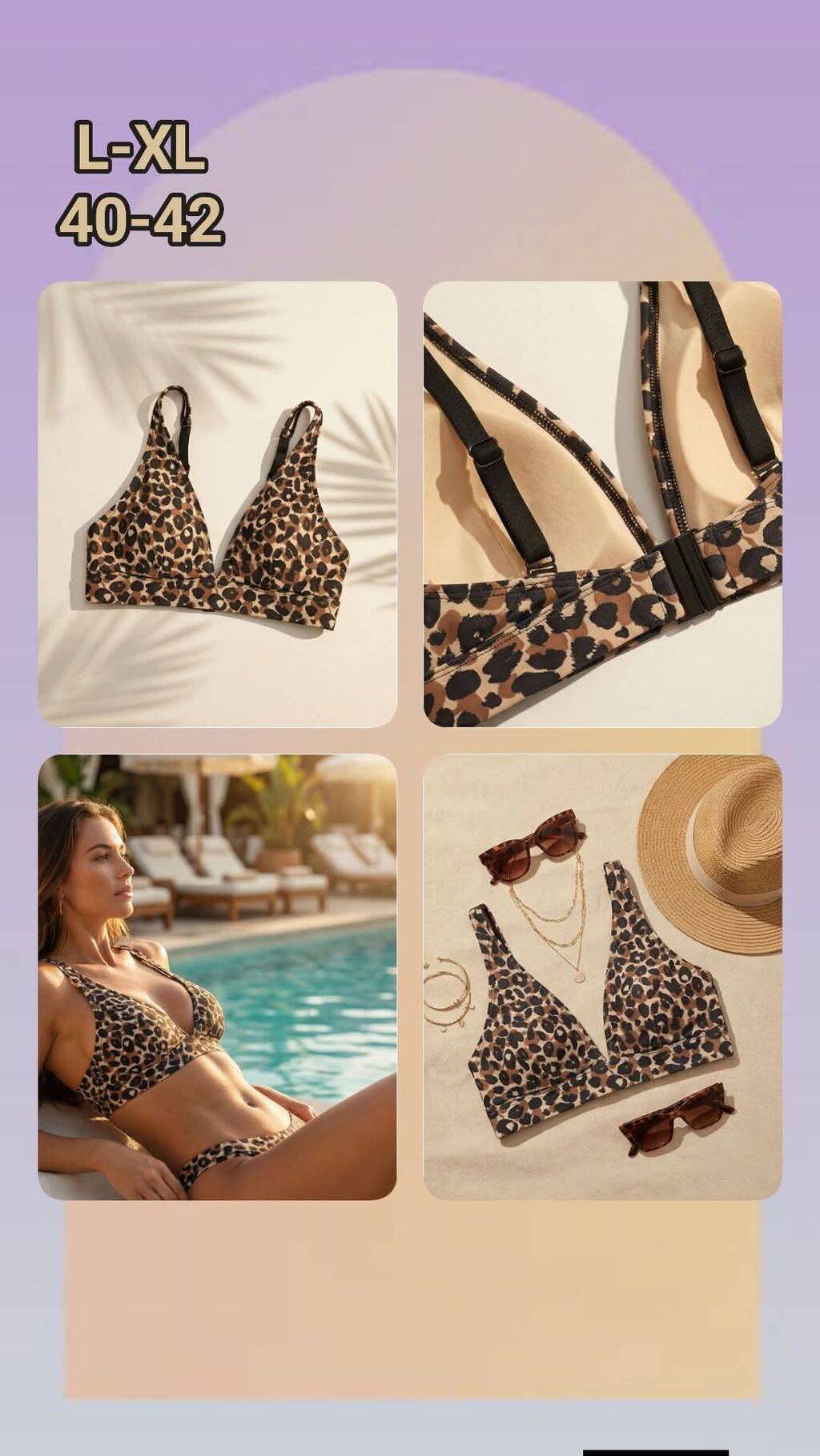 Leopard bikini – gornji deo sa trokutastim korpama i širokom