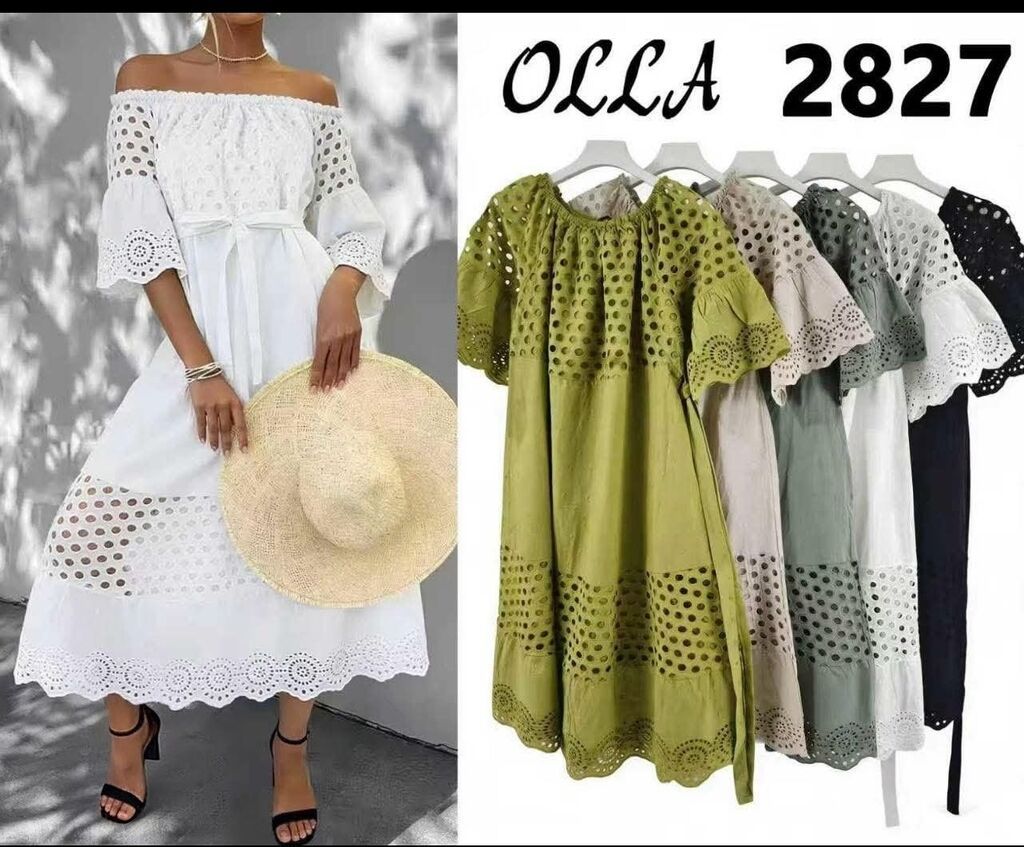 OLLA 2827 haljina – boho chic midi model sa širokim lajsnama i bogatim