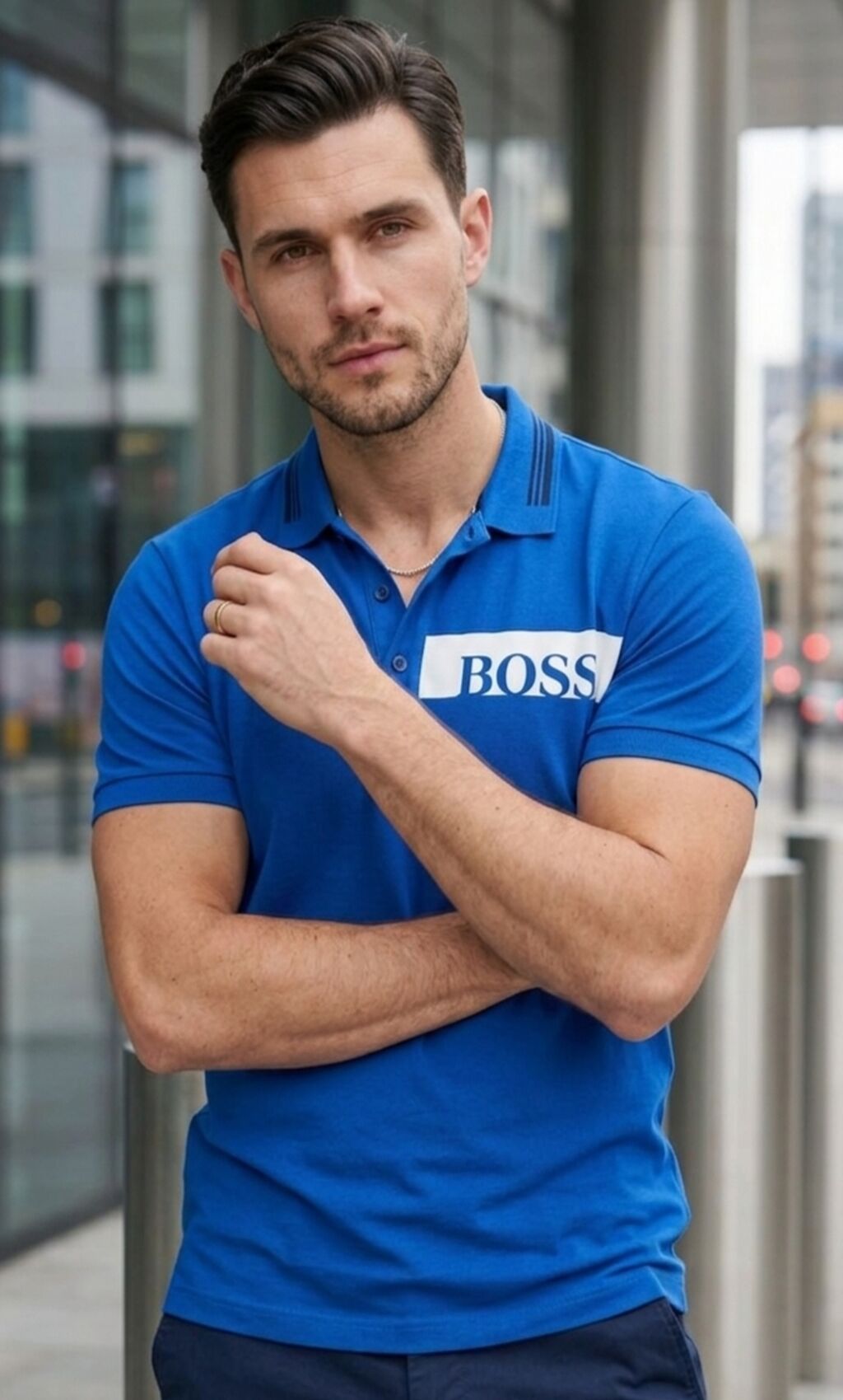 Men's T-shirt Boss, bоја - Tamnoplava