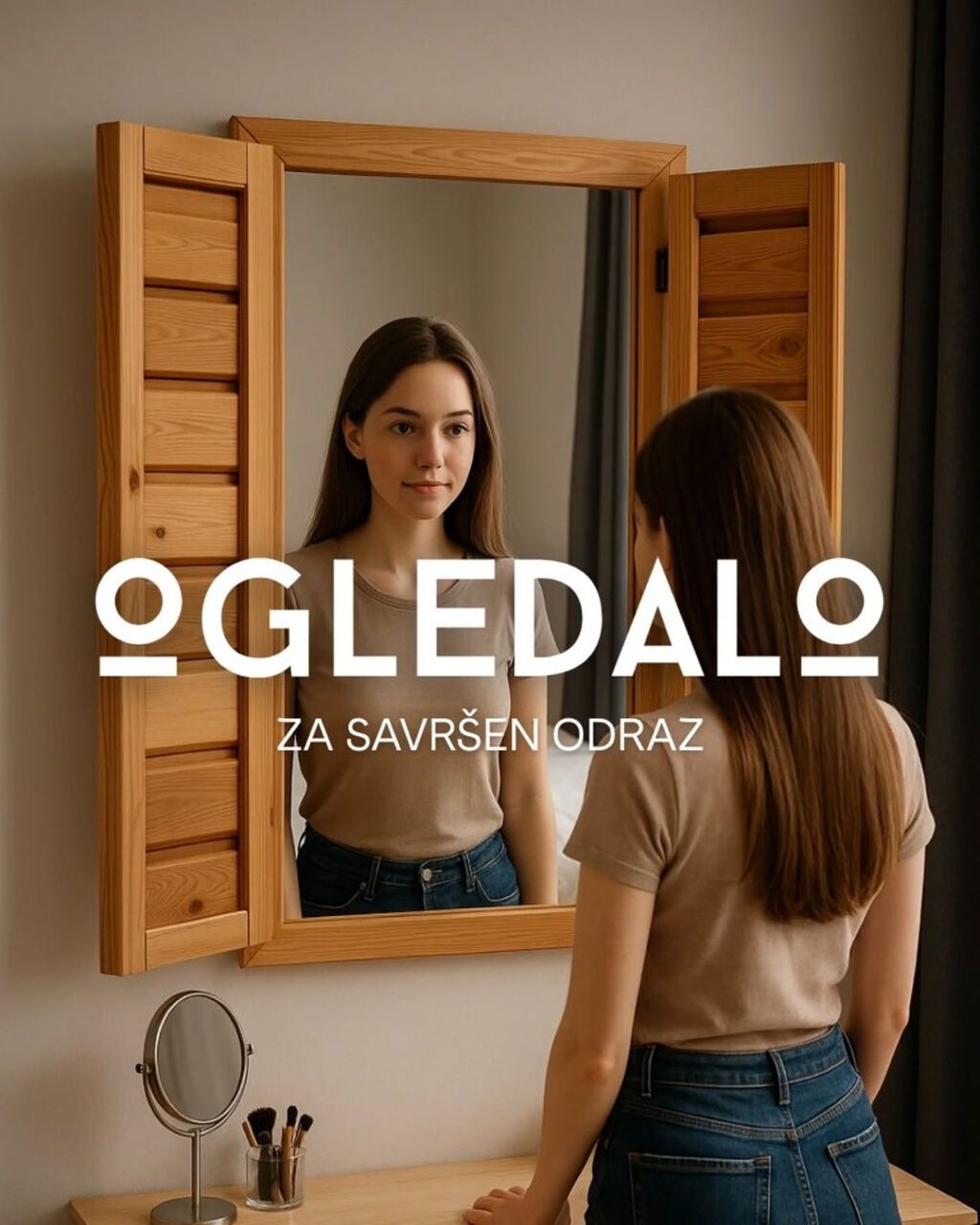 Ogledalo model Prozor 60x83 cm napravljeno od Sibirskog arisa
