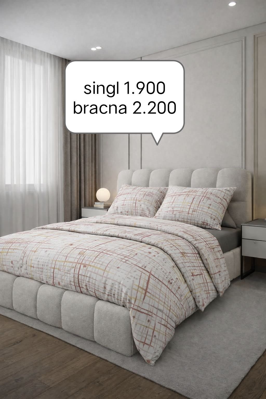   Singl i bračne posteljine     Dimenzije za singl ležaj:   Čaršaf-140*220