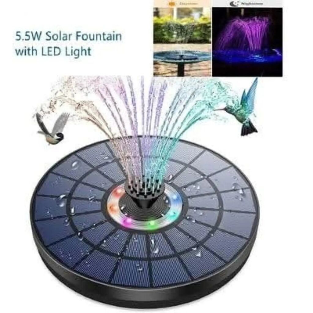 Solarna fontana 5.5W sa LED osvetljenjem - Samostalna plutajuća