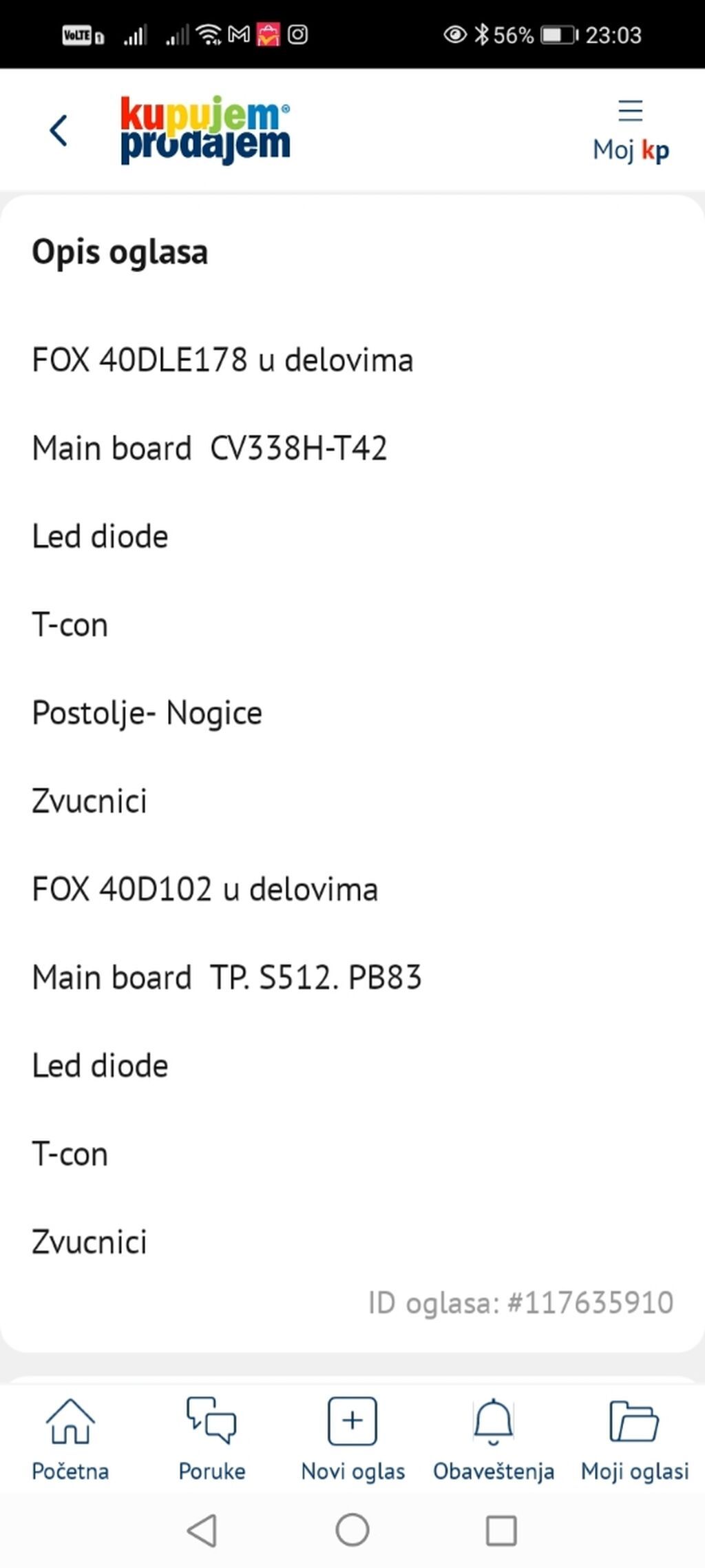FOX 40DLE178 i FOX 40D102 – delovi za televizore (40") Dostupne