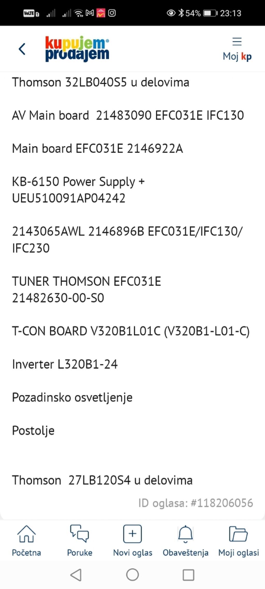 Thomson 32LB040S5 i 27LB120S4 – prodaja u delovima Dostupne