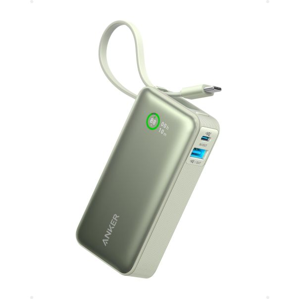 ANKER NanoPowerBank 30W Built-In USB-C Cable Green