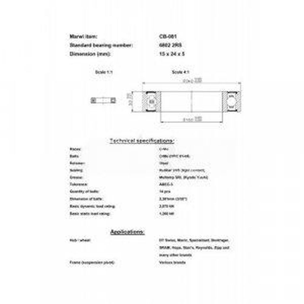 LEŽAJ SREDNJEG POGONA CB-081 6802 15X24X5 | Industrijski ležaj