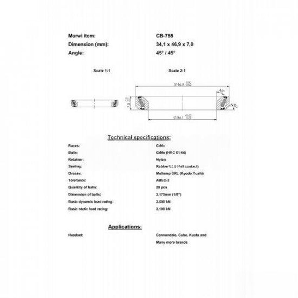 LEŽAJ VILJUŠKE CB-755 34,1X46,9X7 45/45 | Industrijski ležaj
