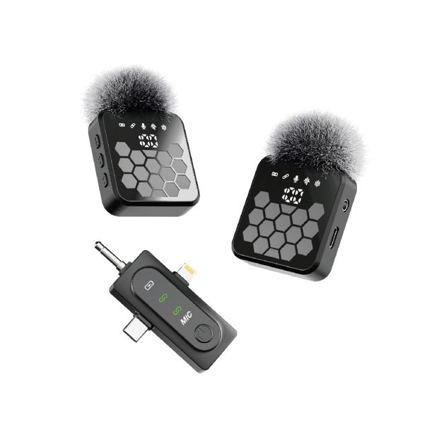 Mikrofon bluetooth Moxom MX-AX84 Type-C + lightning + 3.5mm jack crni