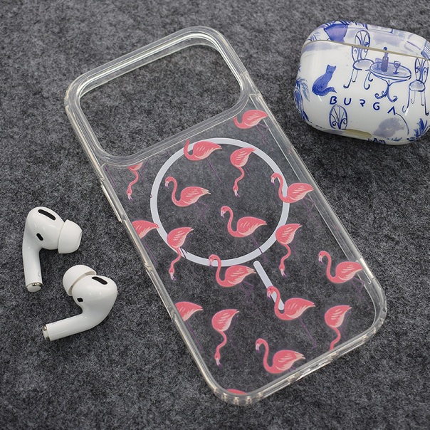Maska za iPhone 17 Pro Max Tropical Flamingos Mag Case Nanobit Print