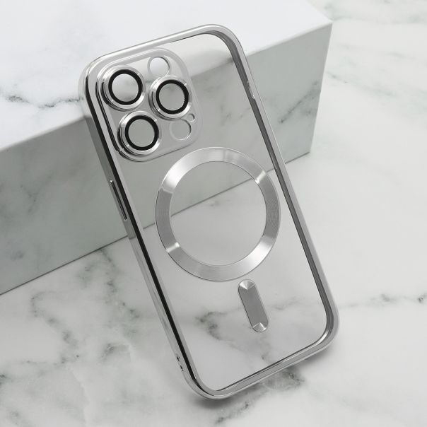 Maska za iPhone 15 Pro (61) CAMERA PROTECT MagSafe srebrna