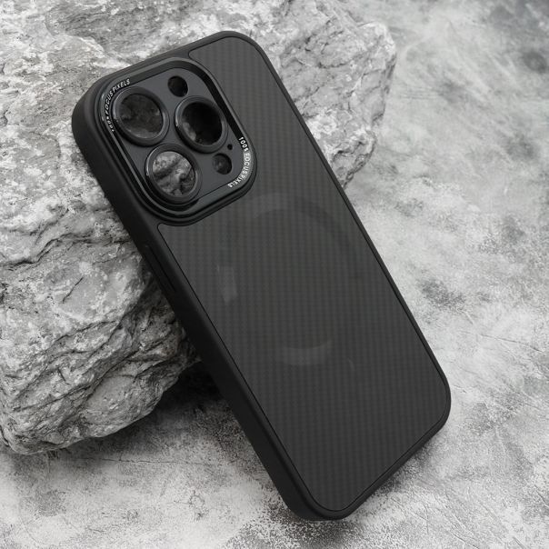 Maska za iPhone 15 Pro (61) CARBON MagSafe crna (small camera)