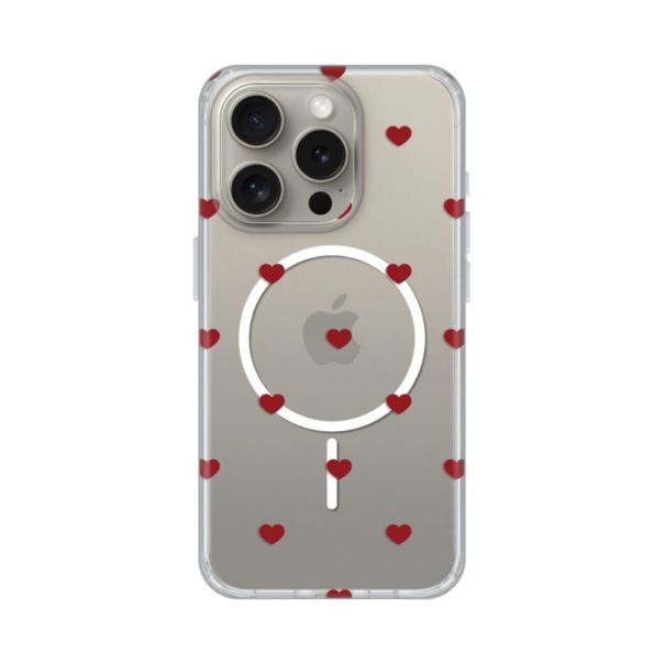 Maska za iPhone 15 Pro 6.1 Red Hearts Print Magsafe