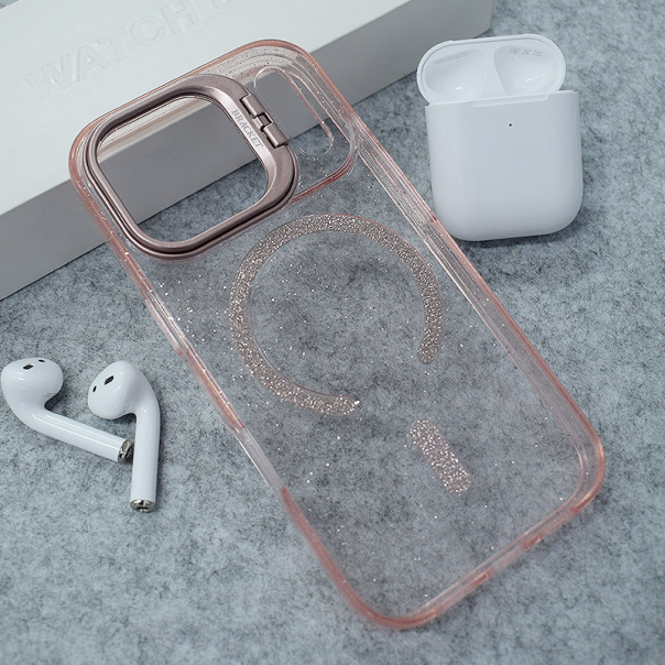 Maska za iPhone 17 Pro Mag Case Bling Camera Bracket pink