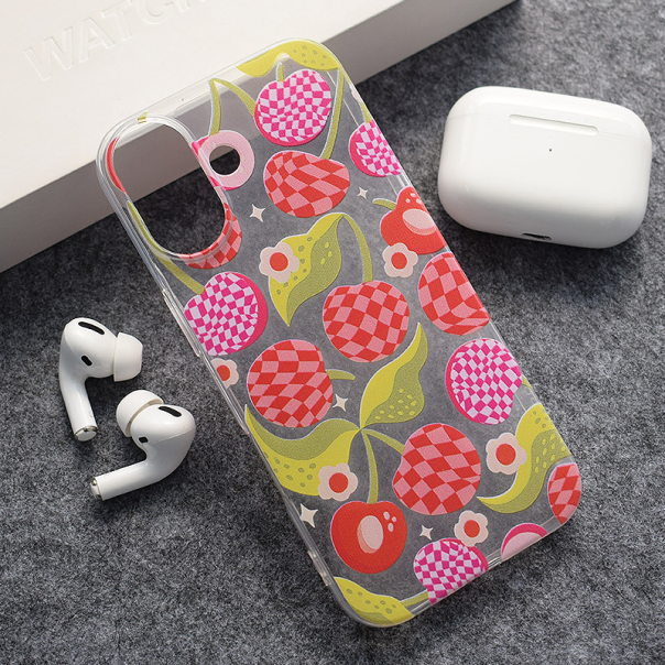 Maska za iPhone 17 Checkered Cherries Nanobit Print