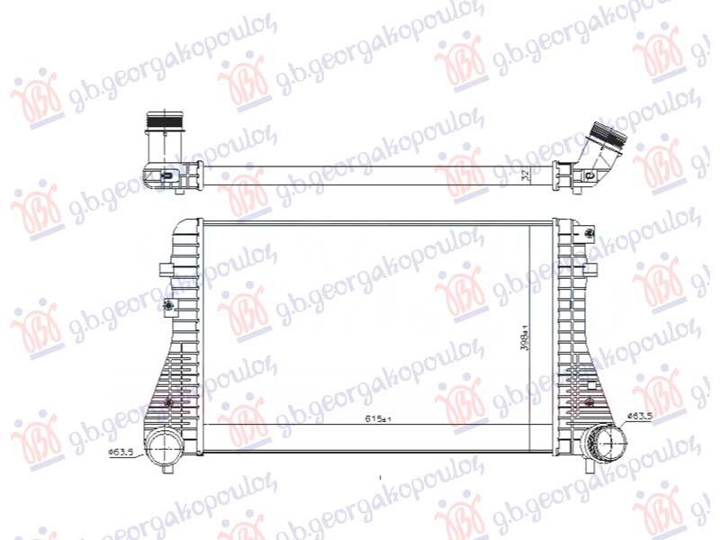 HLADNJKA INTERKULERA 1.4/2.0 TSI TDI (618x403x32) VW TIGUAN 2011-2016 (5N) (OEM: 3C0 145 805 AD, 3C0 145 805 AE, 3C0 145 805 AK)
