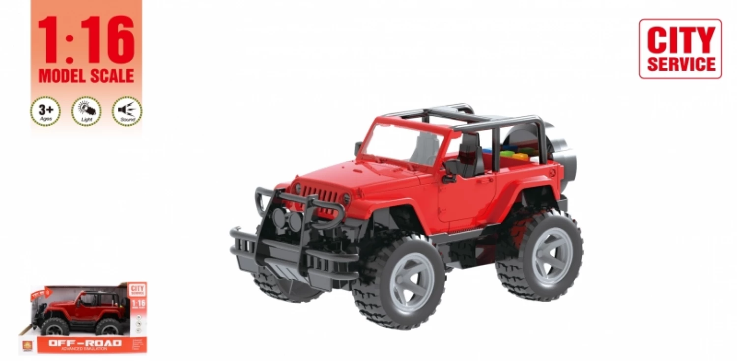DZIP 1:16 OFF ROAD CRVENI SA ZVUKOM I SVETLOM B/O