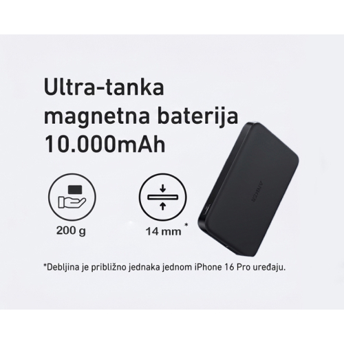 MagGo 10000mAh, 15W, magnetno bežični power bank, crni