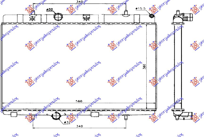 HLADNJAK MOTORA BENZIN/DIZEL (38x56x2.7) (HELLA) CITROEN C3 2002-2010 (FC/FN) (OEM: 1330.P8, 1330.P9, 1330P8)