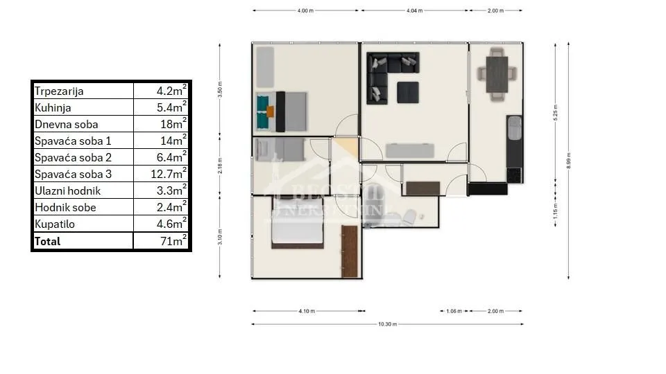 Prodaja, trosoban stan, 71m², Banovo Brdo, Beograd