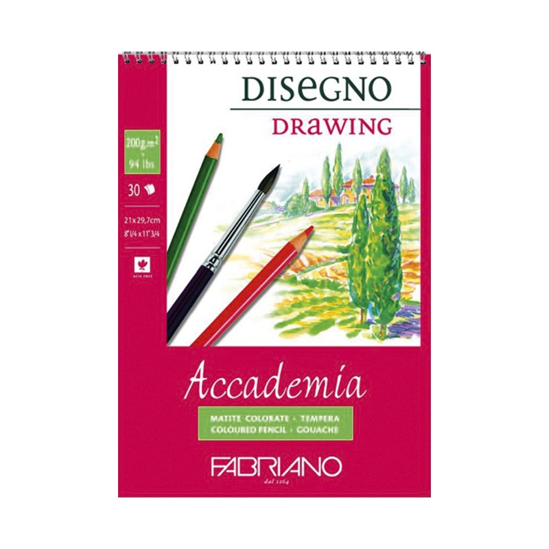 Blok Accademia Disegno Drawing Spirala 21x29,7cm 30L 200g Fabriano 44202129