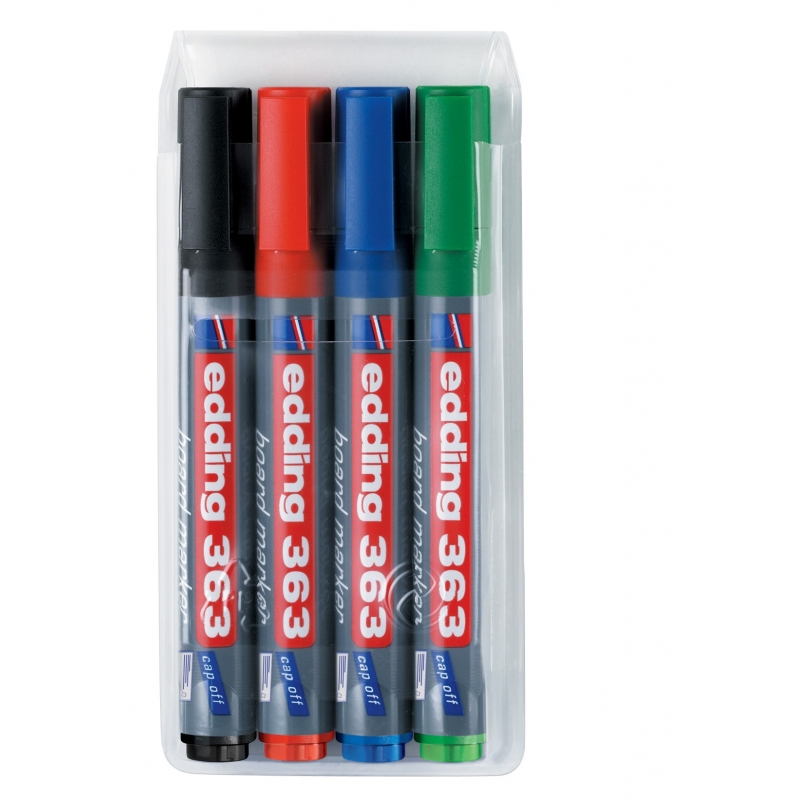 Marker Za Belu Tablu 363 1-5mm, Kosi Vrh, Set 1/4 Edding Sortirano
