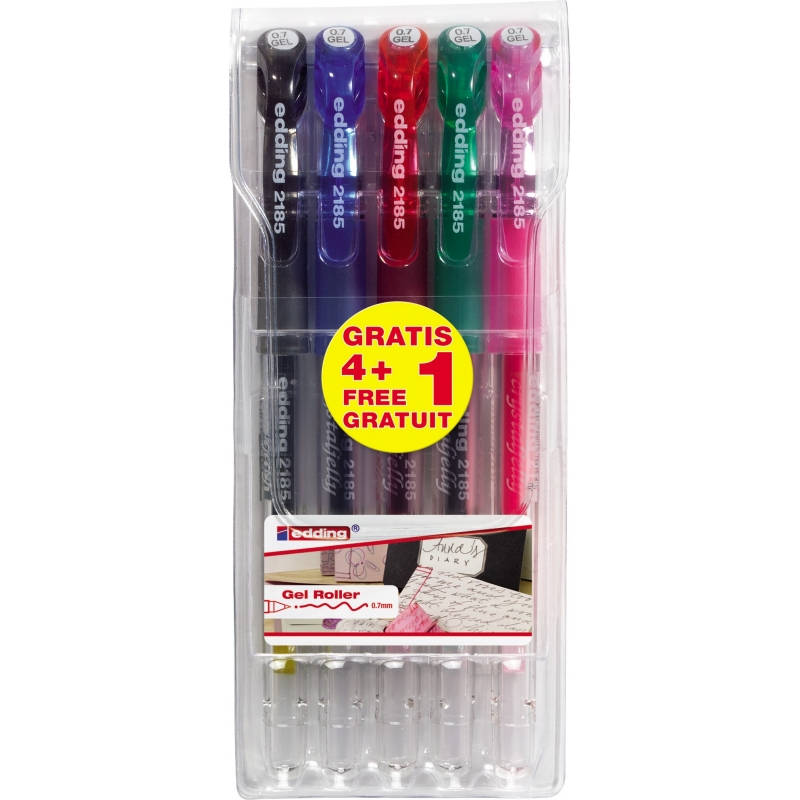 Gel Roler E-2185 Crystaljelly 0,7mm, Set 1/5 Edding Sortirano