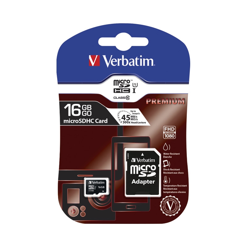 Kartica Memorijska Micro SDHC 16GB Sa Adapterom (Class 10) Verbatim 44082 Blister