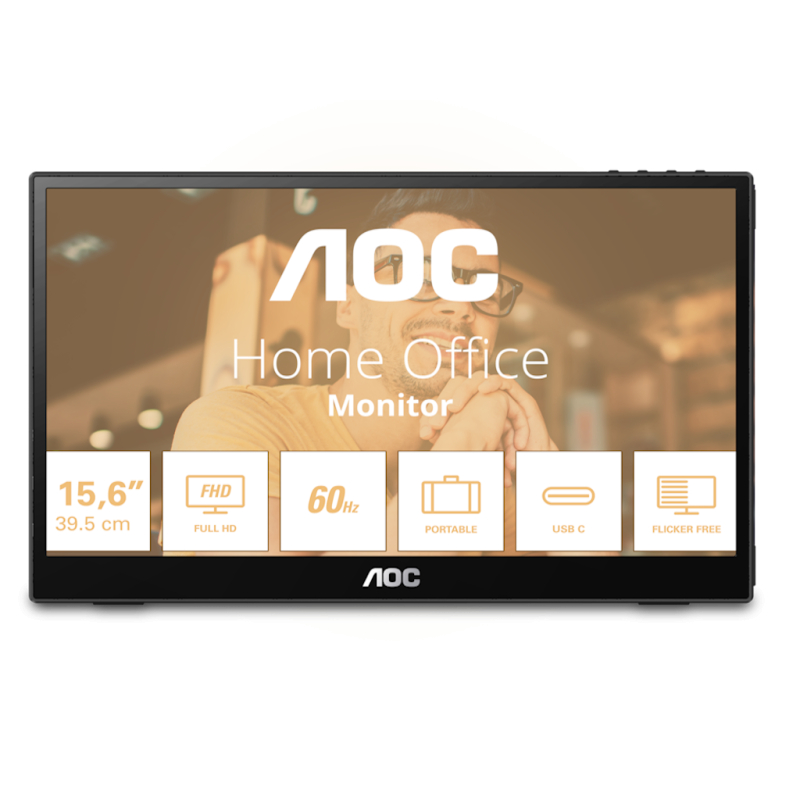 Monitor AOC 16T3EA 15,6"/IPS/1920x1080/60Hz/4ms GtG/USB C/Prenosni/Crna