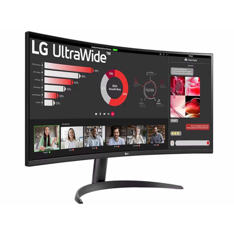 Monitor LG 34WR50QK-B.AEU 34"/VA,21:9,Zakrivljen/3440x1440/100Hz/5ms GtG/HDMIx2,DP/Crna