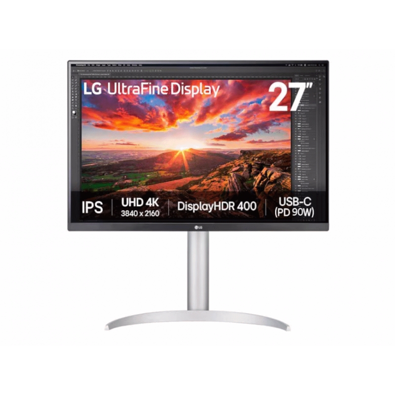 Monitor LG 27UP850K-W 27"/IPS/3840x2160/60Hz/5ms GtG/HDMIx2,DP,USB,USB Type C/VESA/Pivot/Srebrna