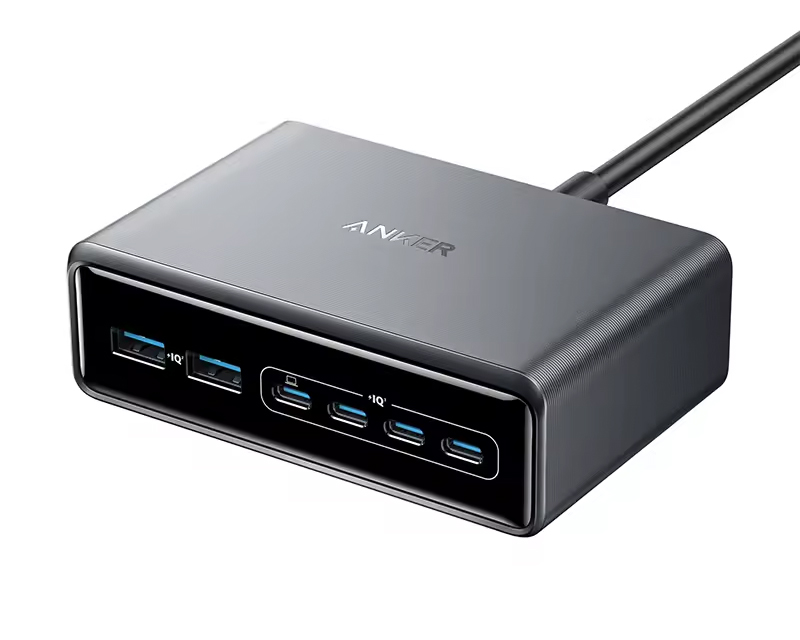 ANKER Prime 200W GaN stoni brzi punjač, 6-portova (4x USB-C i 2x USB-A) srebrni