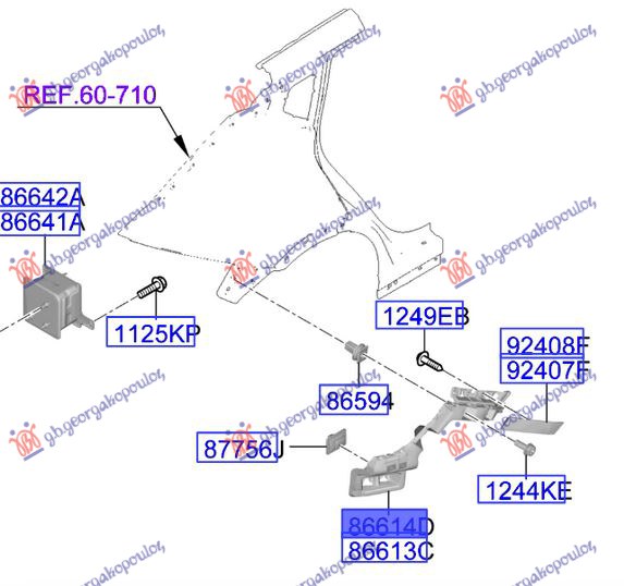 NOSAC ZADNJEG BRANIKA BOCNI PLASTICNI (O) Leva str. KIA EV6 2021- (CV) (OEM: 86653-CV000, 86653CV000)