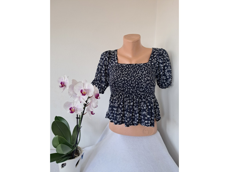PIGALLE crop bluza sitan floral dezen vel XS