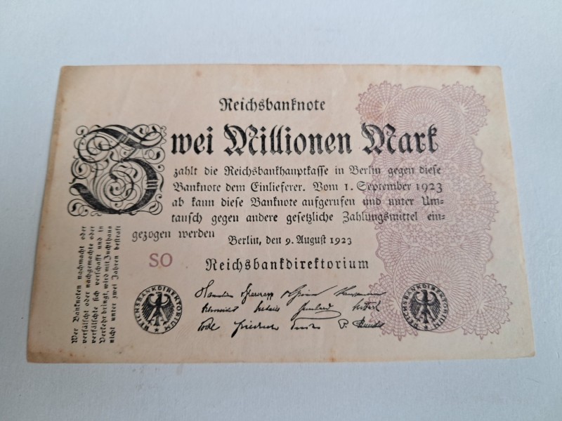 Germany 2 Millionen Mark 1923. (P-104a) VF