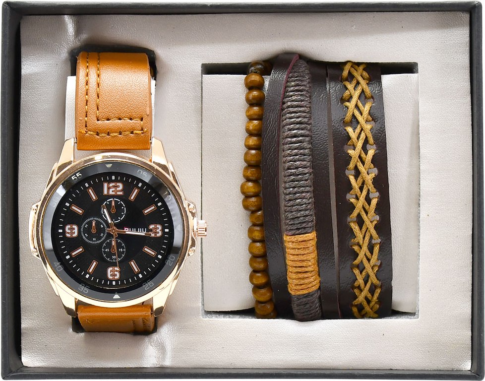 SET NAKITA MUŠKI OP24446 sat sa narukvicama braon WY