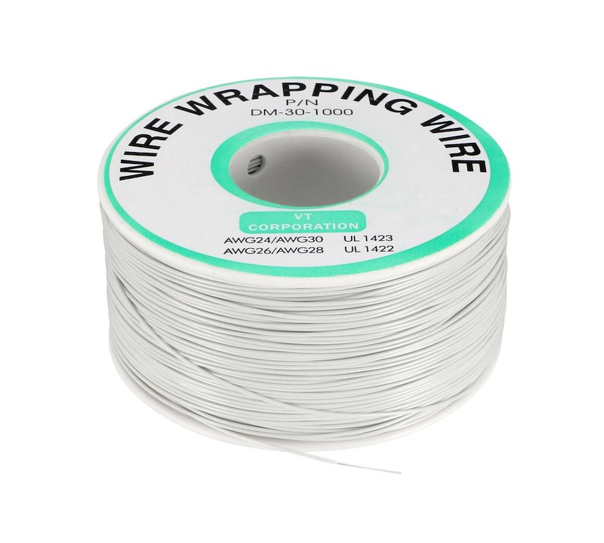 Žica za šemiranje AWG30 bela – Kotur 250m (Wire-Wrapping)
