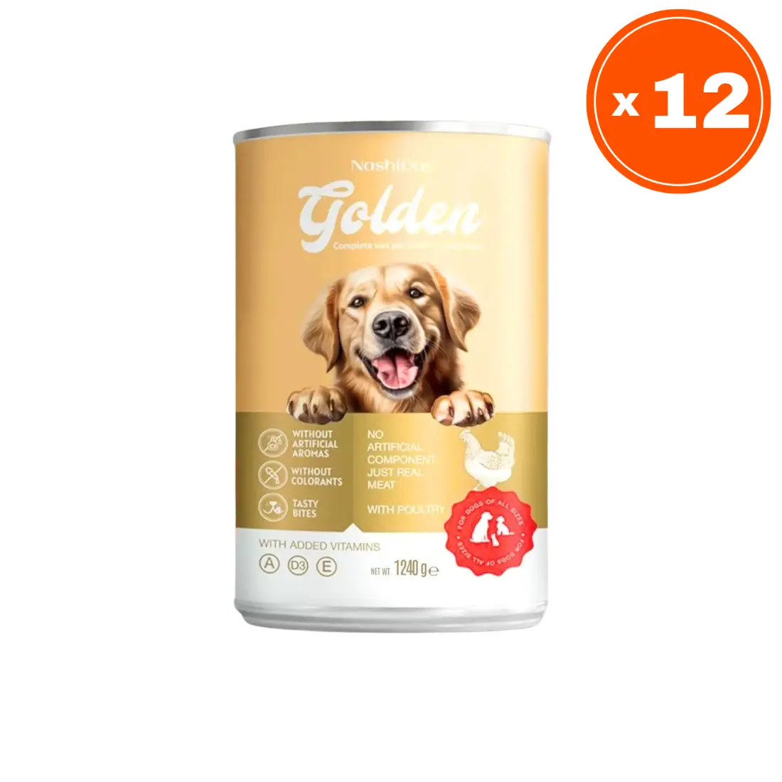 Golden Dog Vlažna hrana za pse u konzervi, 12 x 1240 g