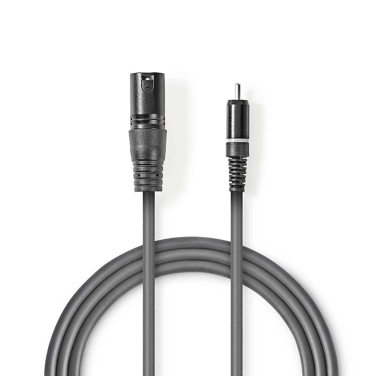 Audio kabl XLR muški na 2x RCA muški - 3m, metalni konektori