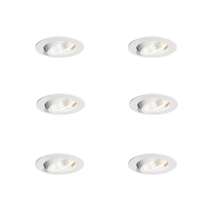 Set od 6 ugradnih reflektora beli 6,8 cm uklj. LED 545 lm sa dimerom IP23 - Gaius