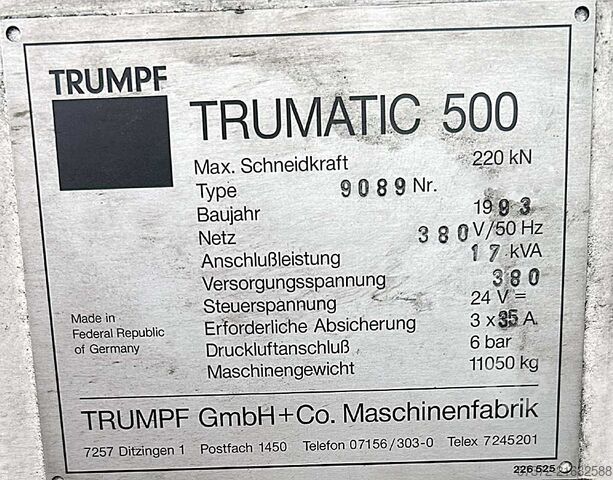Probijačica
Trumpf Trumatic 500/Trumalift SheetMaster 1250