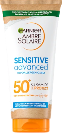 GARNIER AMBRE SOLAIRE
SENSITIVE advanced hipoalergijsko mleko za zaštitu od sunca, SPF 50+, 175 ml