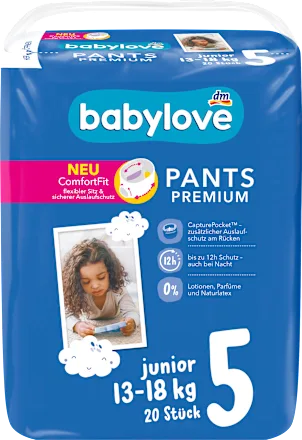 babylove
Premium pelene gaćice junior veličina 5 (13 - 18kg), 20 kom