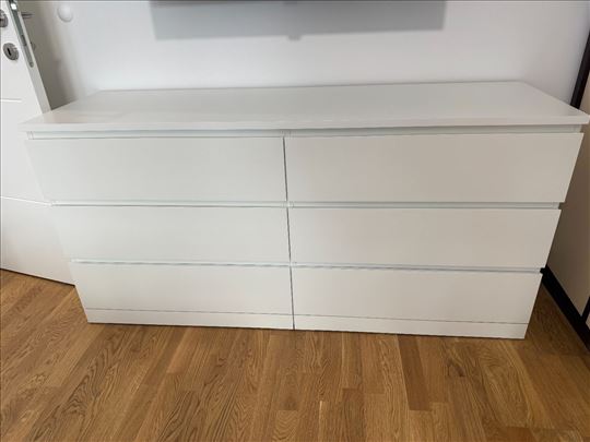 Ikea Malm Komoda sa 6 fioka, bela