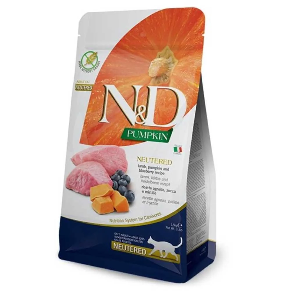 N&D Pumpkin hrana za mačke Neutered - Lamb, Pumpkin and Blueberry 1.5kg