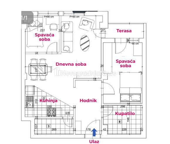 U blizini Delta Planeta, Dvoiposoban stan na prodaju, 58m2, 127.600€